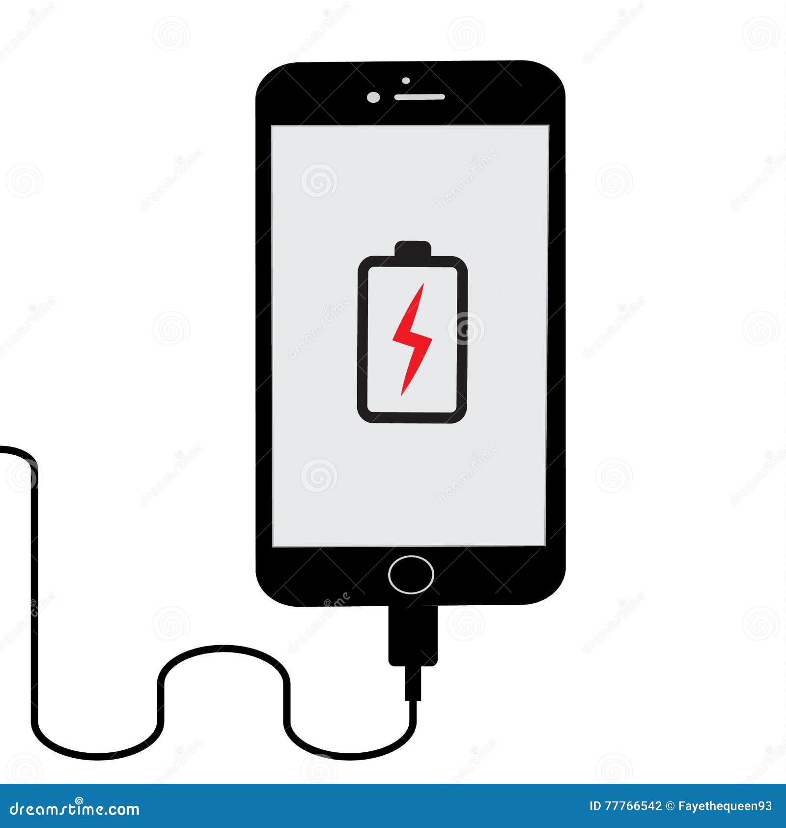 Lage Batterij Telefoon Het Laden - Vlakte - Vector Illustratie ...