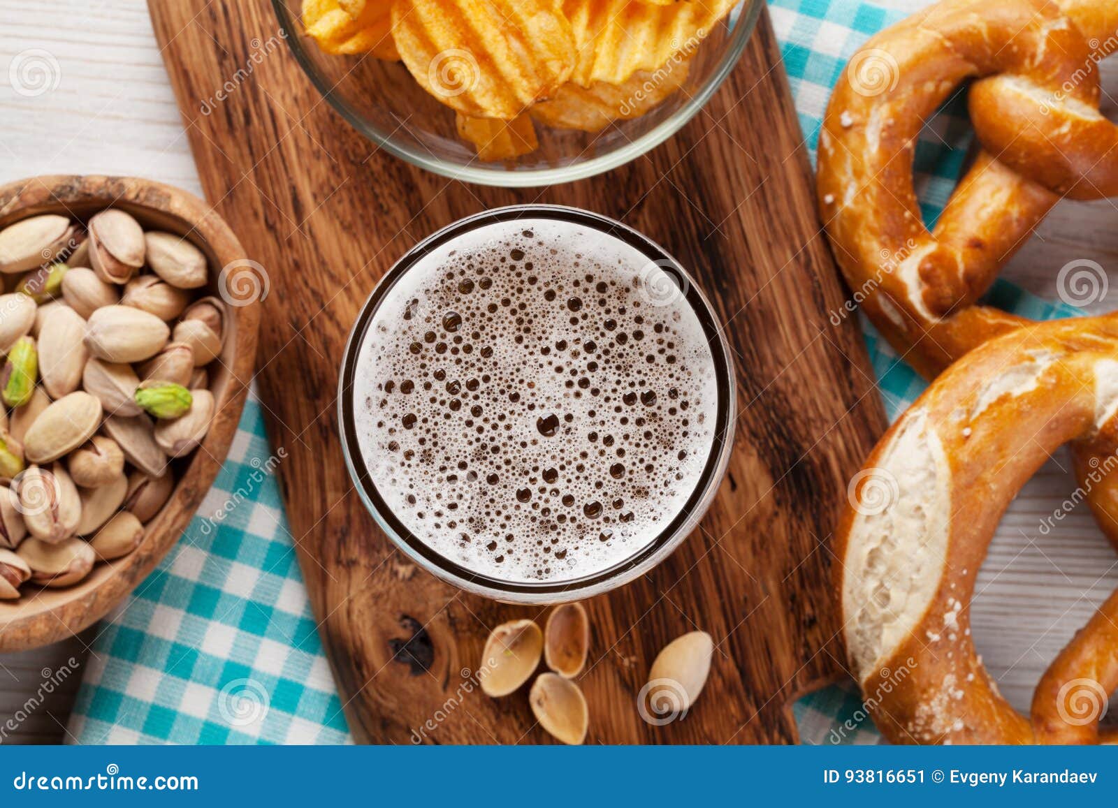Lager beer and snacks stock image. Image of appetizer - 93816651