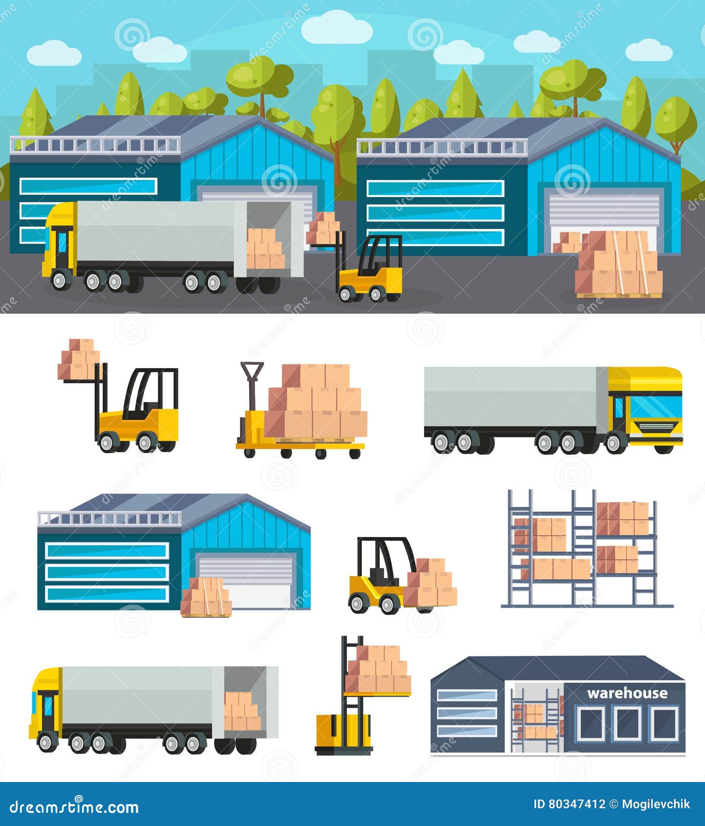 Lager-Logistik-Konzept vektor abbildung. Illustration von nachricht ...