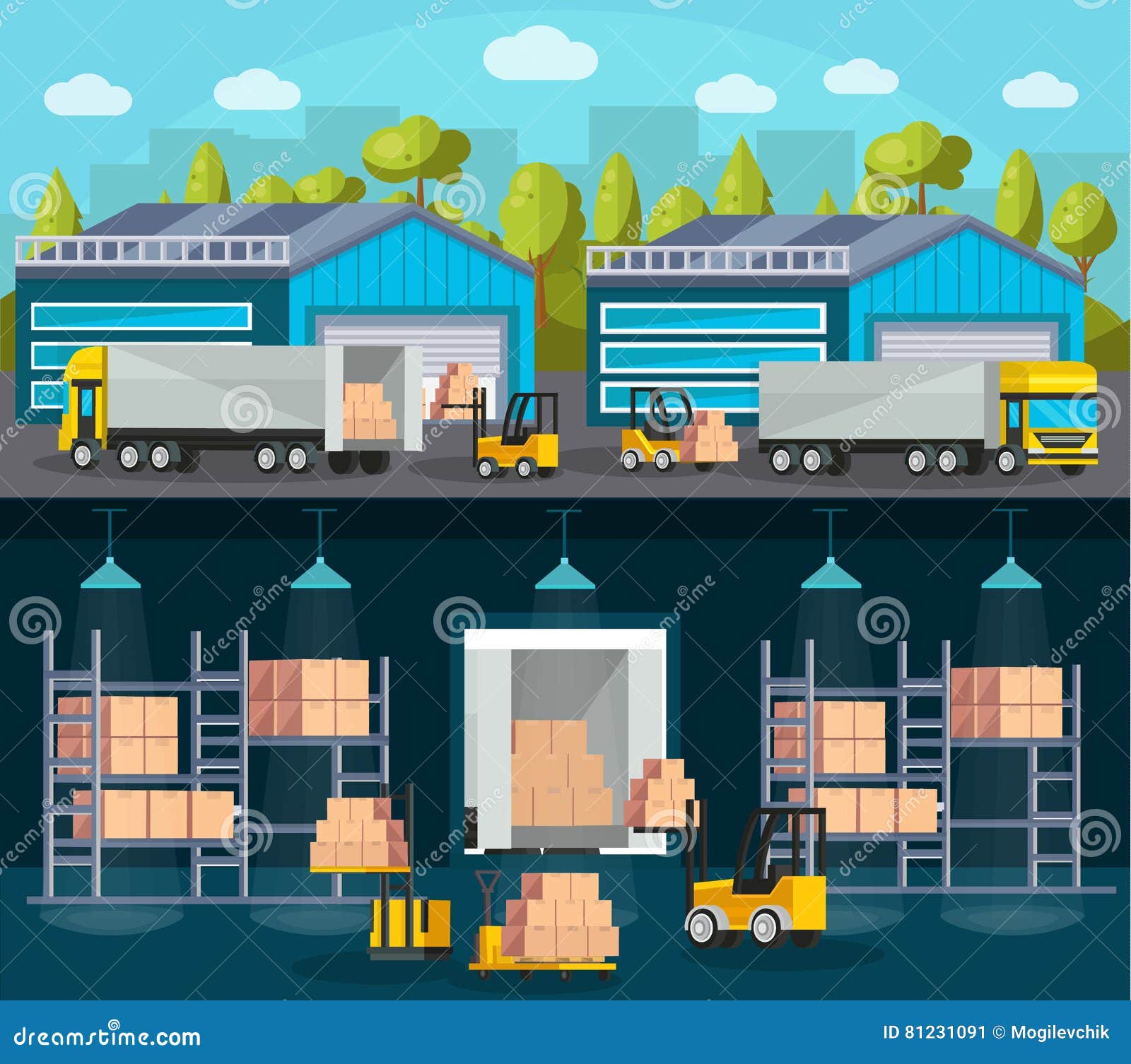 Lager-Logistik-Zusammensetzungen Vektor Abbildung - Illustration von ...