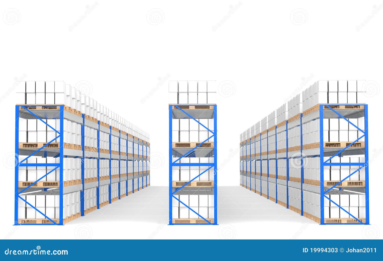 Lager-Regale, Vorderansicht Mit Schatten. Stock Abbildung ...