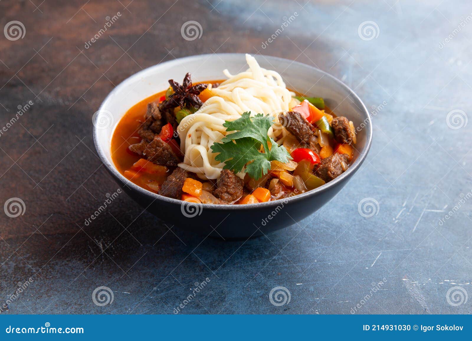 Laghman is a Traditional Beef Noodle Soup Stock Photo - Image of meat ...