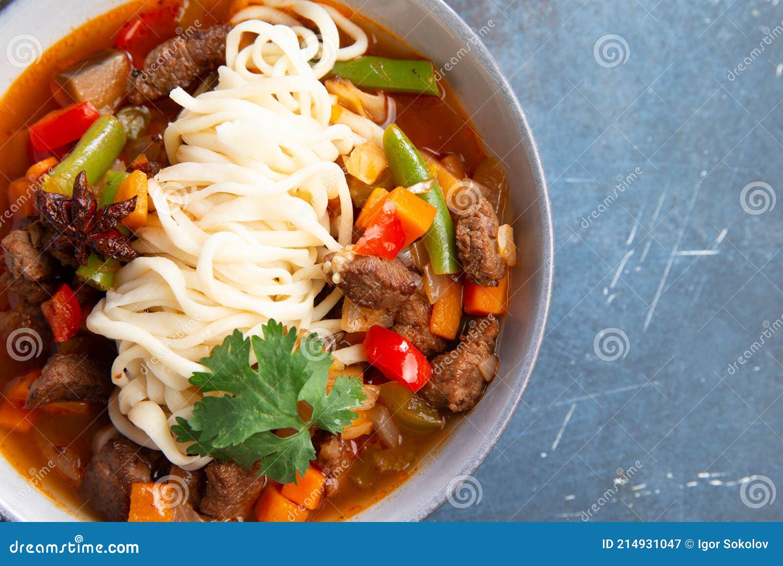 Laghman is a Traditional Beef Noodle Soup Stock Image - Image of ...