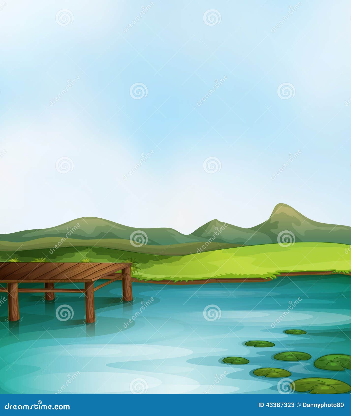 Lago ilustração do vetor. Ilustração de bonito, fundo - 43387323
