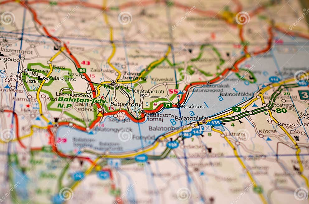 Lago Balaton no mapa imagem de stock. Imagem de lago - 97136303