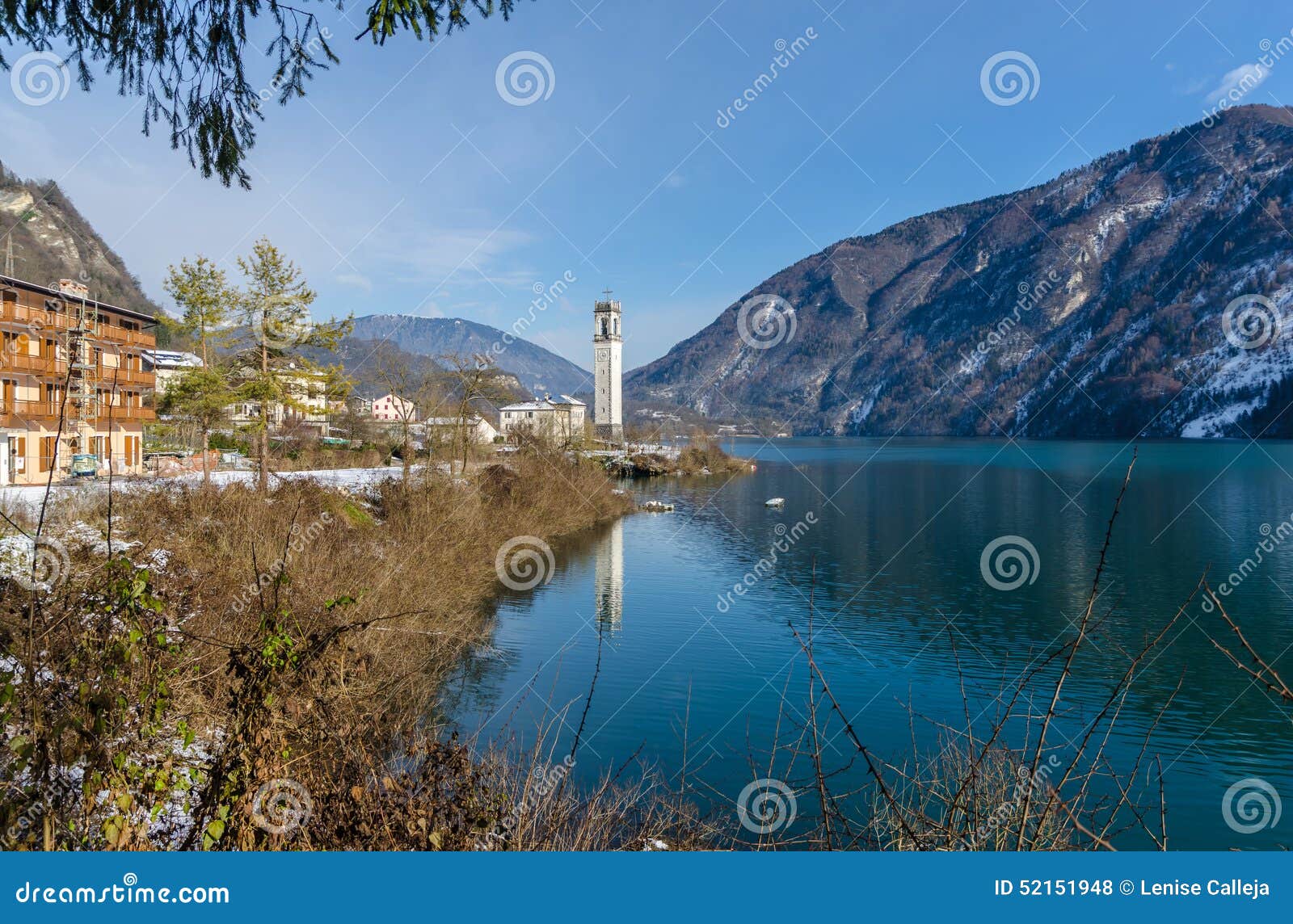 Lago Di Corlo in Veneto Italy Stock Photo - Image of snow, scenery ...