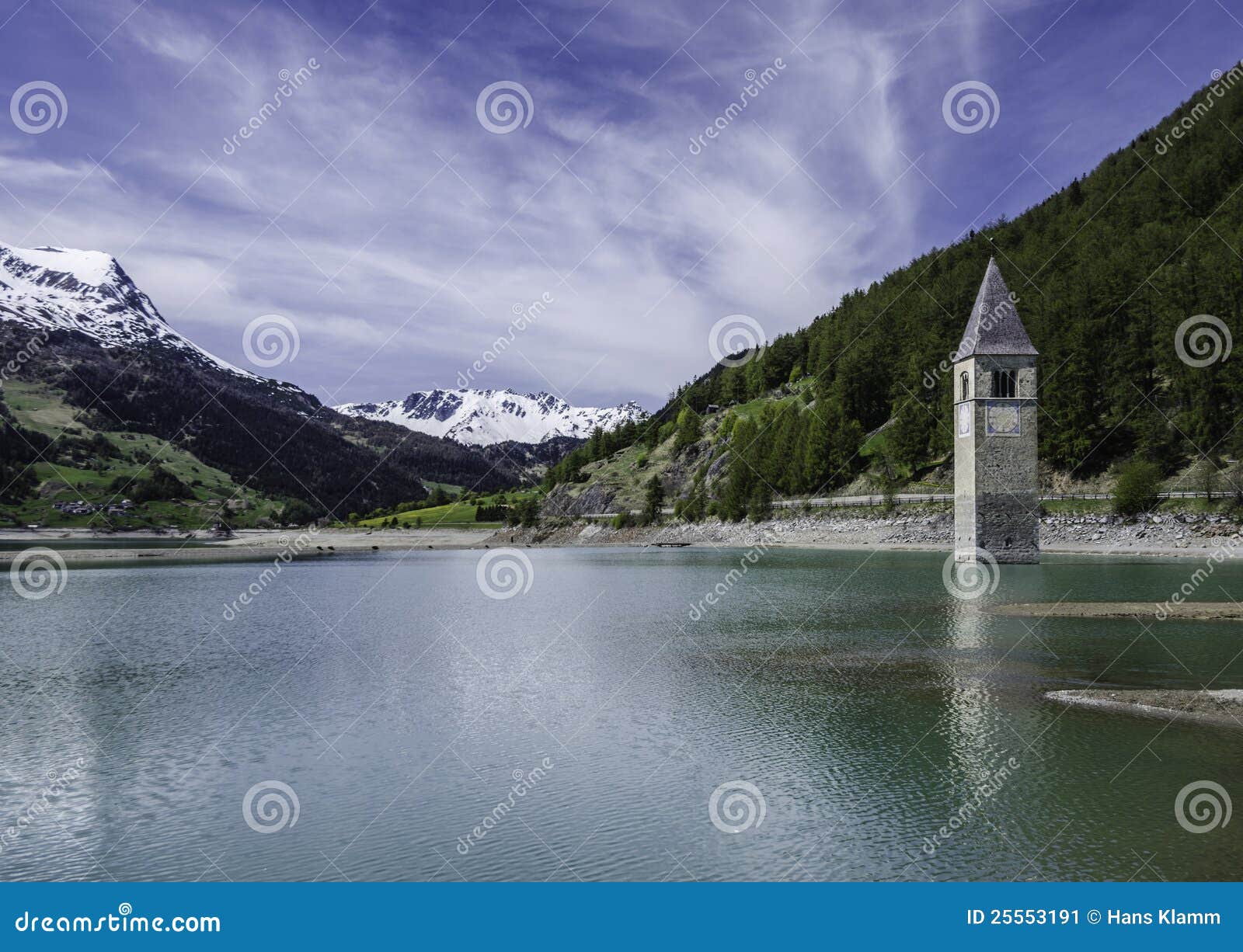 Lago di Resia stock image. Image of rechen, resia, lake - 25553191