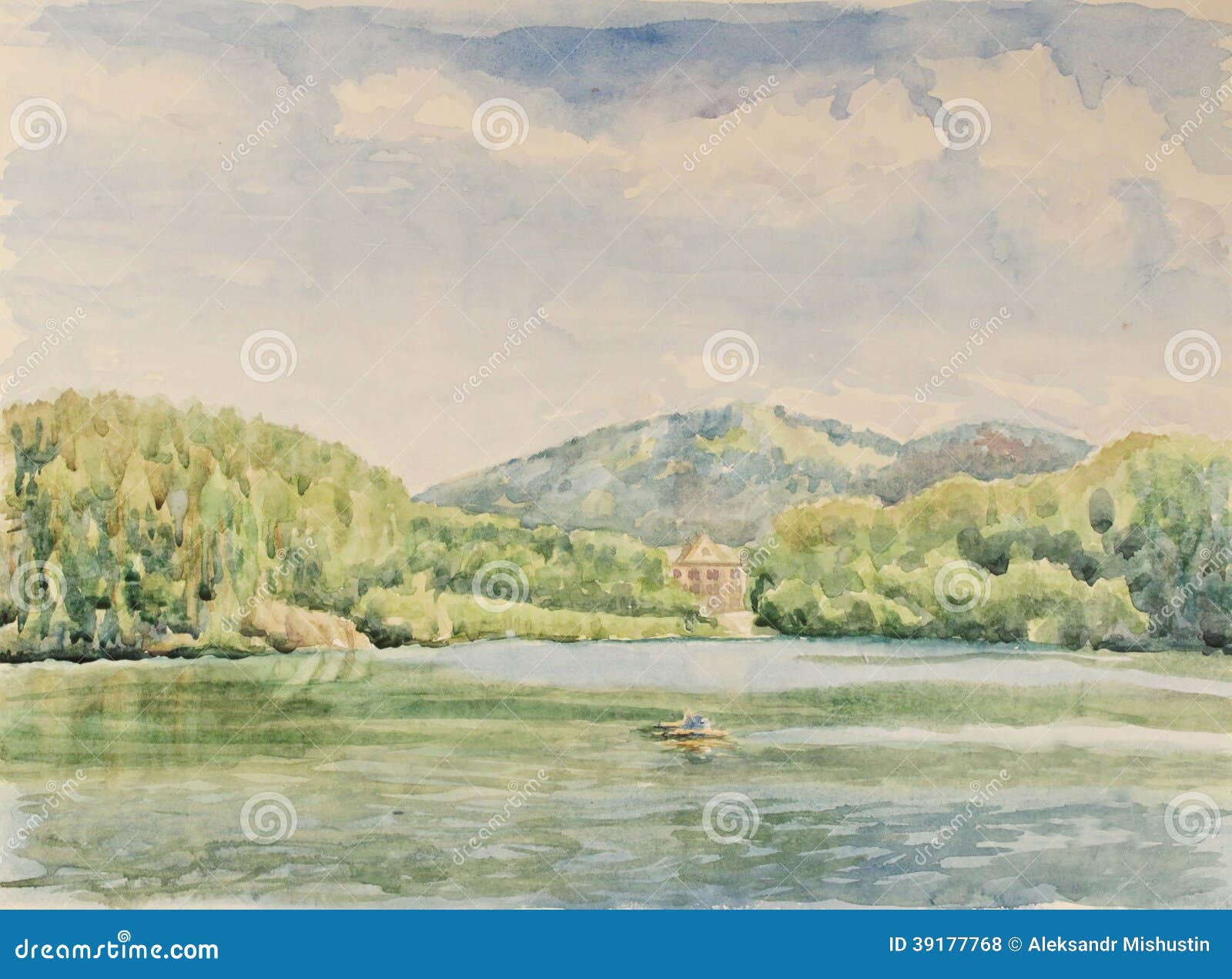 Lago drawing stock de ilustración. Ilustración de color - 39177768