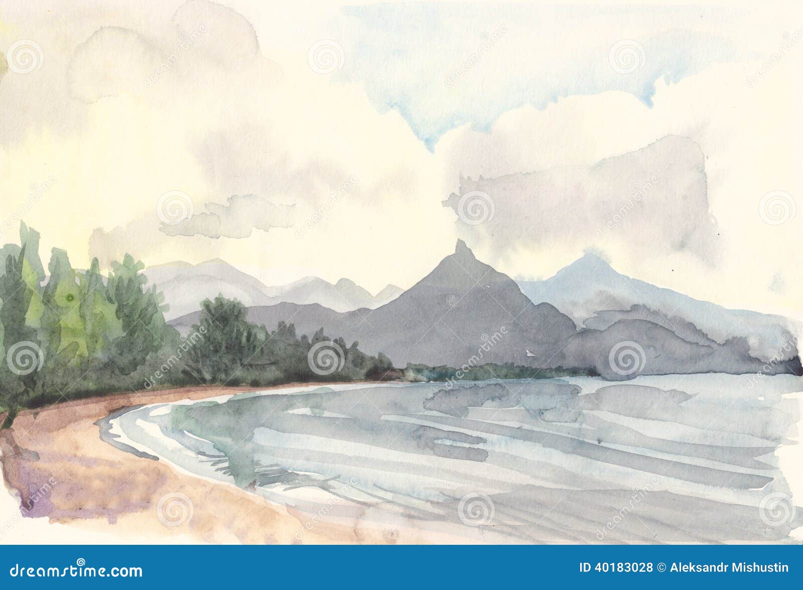 Lago drawing stock de ilustración. Ilustración de azul - 40183028