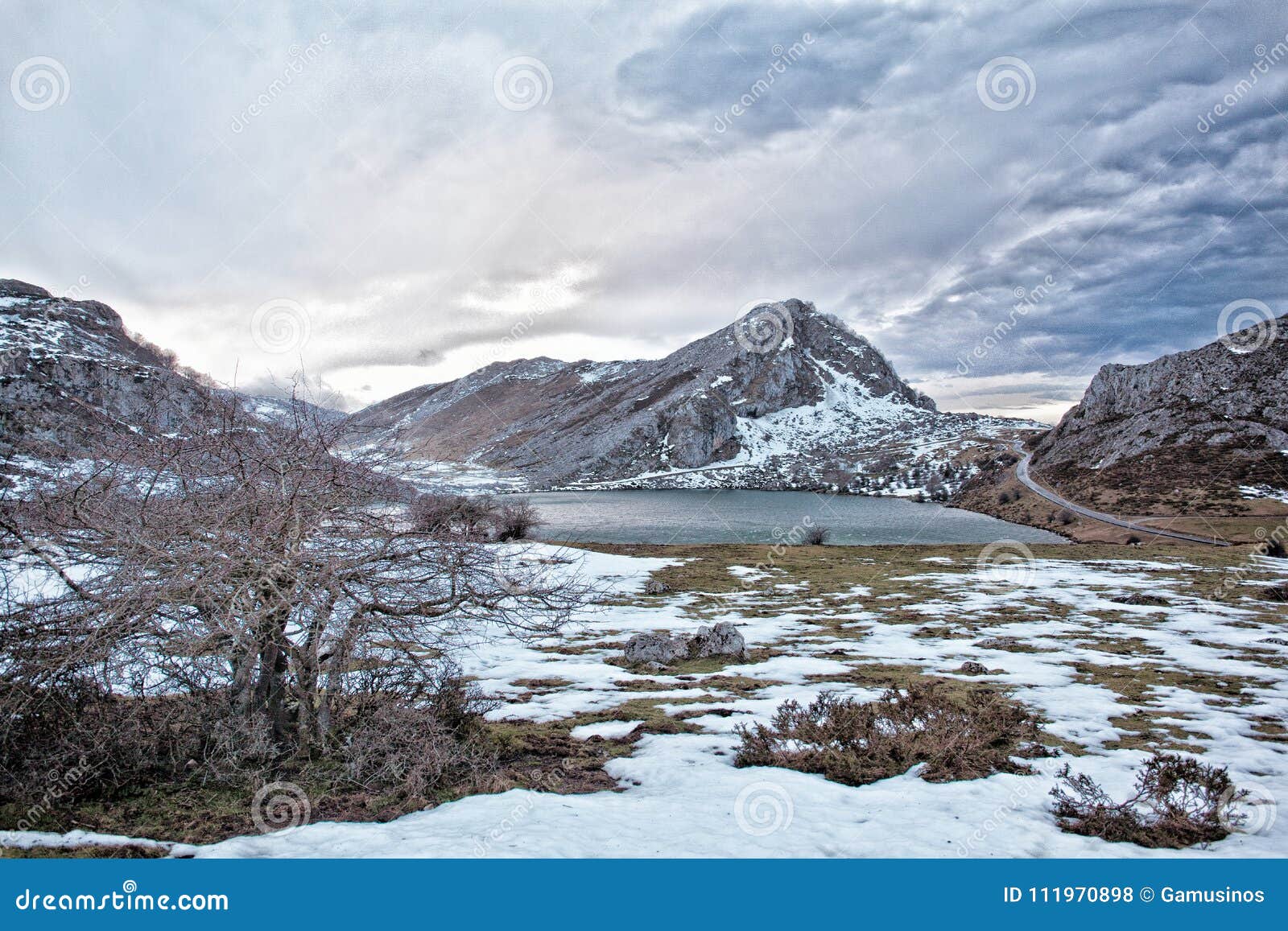 Lago Enol Em Picos De Europa Foto de Stock - Imagem de neve, selvagem ...