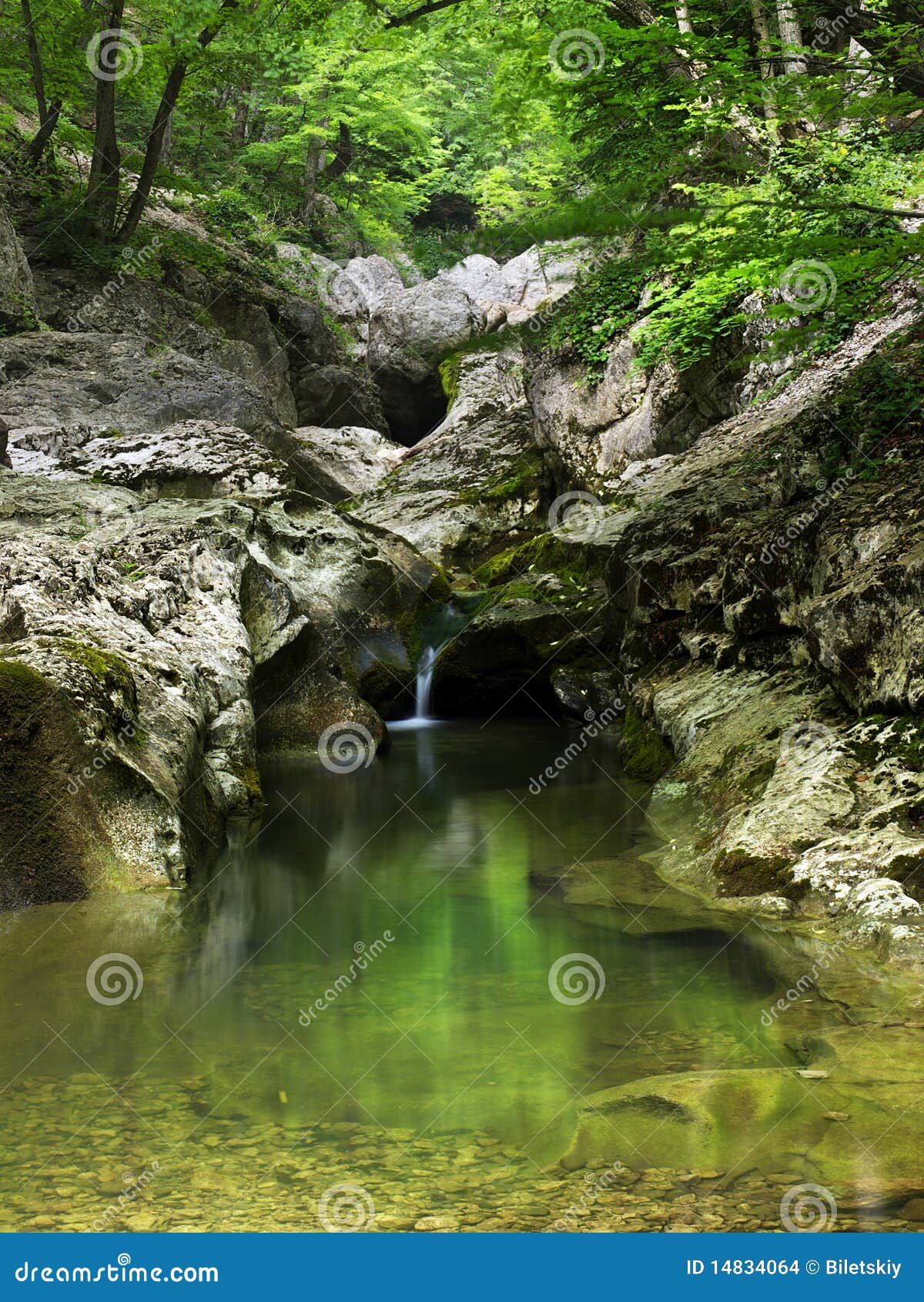Lago Entre Roca Y La Madera Foto de archivo - Imagen de cascada, piedra ...