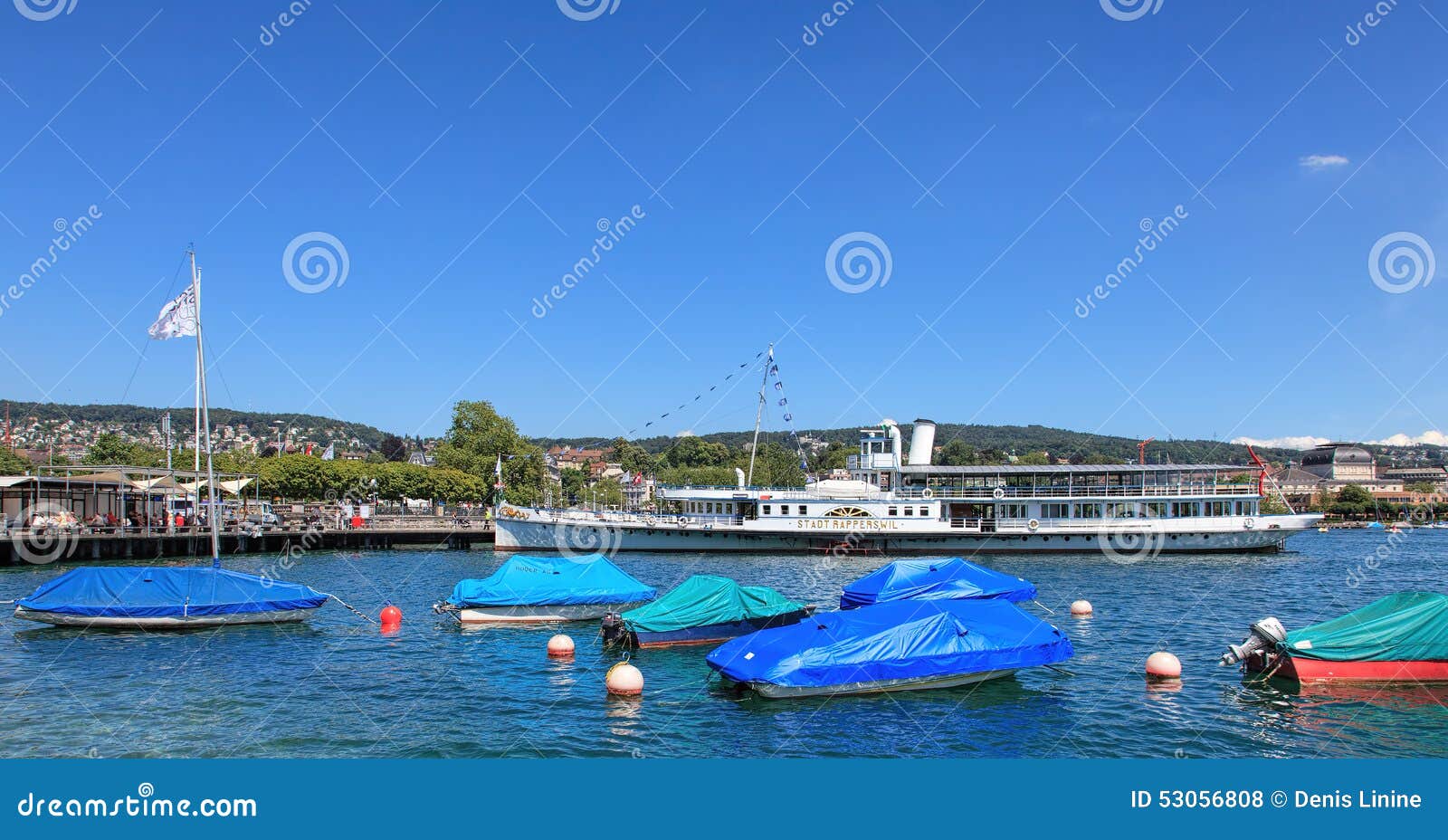Lago Zurich en verano foto de archivo editorial. Imagen de boya - 53056808