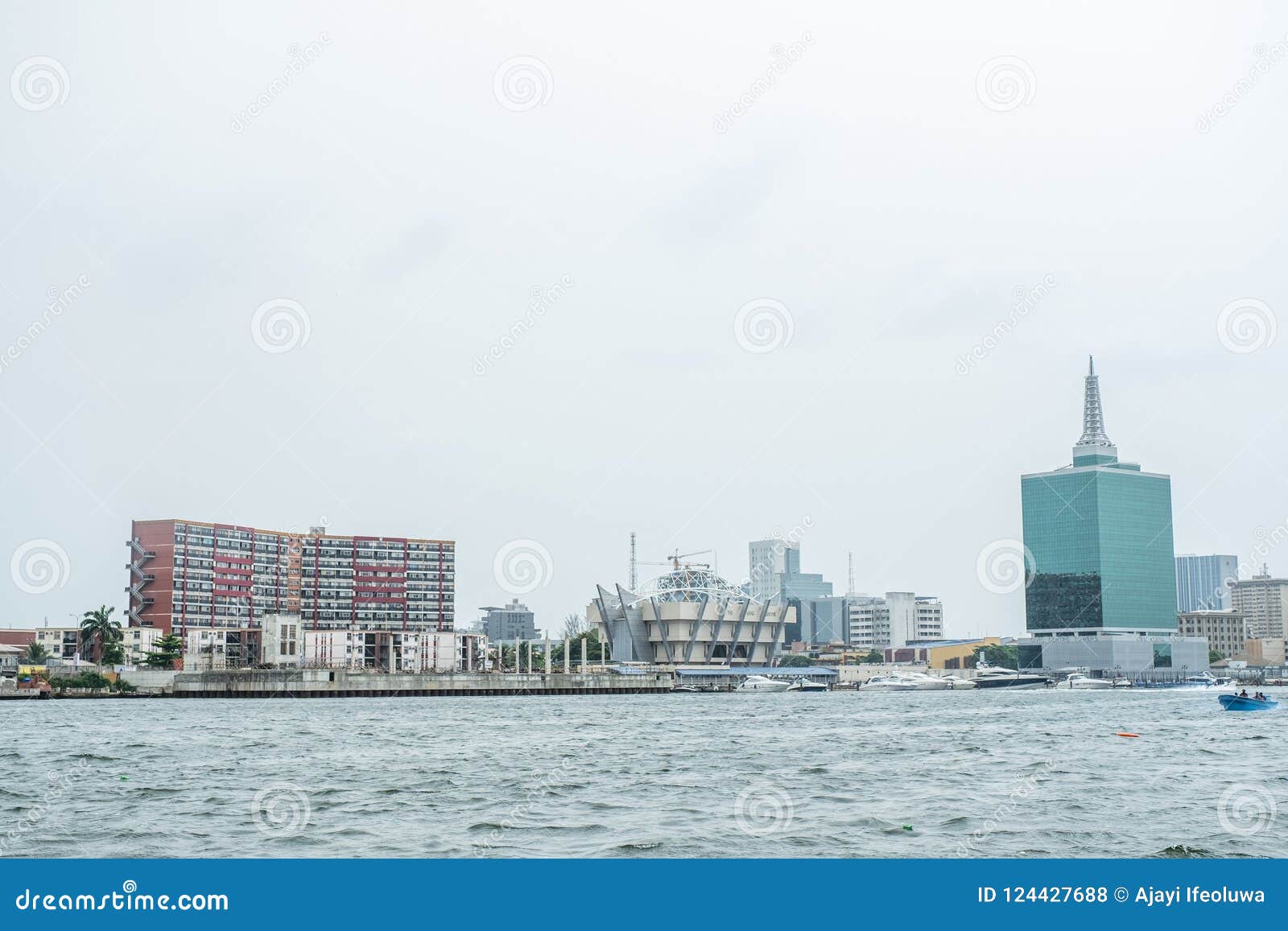 Lagos city view. stock photo. Image of rock, place, modern - 124427688