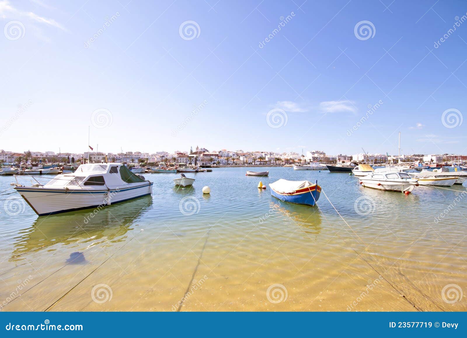 Lagos harbor in Portugal stock image. Image of village - 23577719