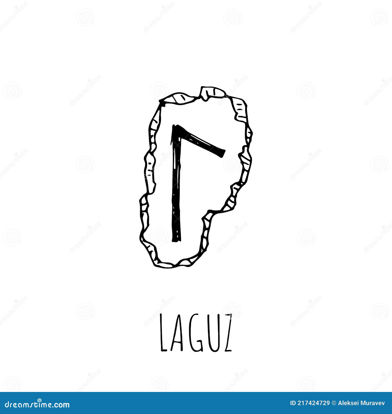 Laguz Rune Written on a Stone. Vector Illustration Stock Vector ...