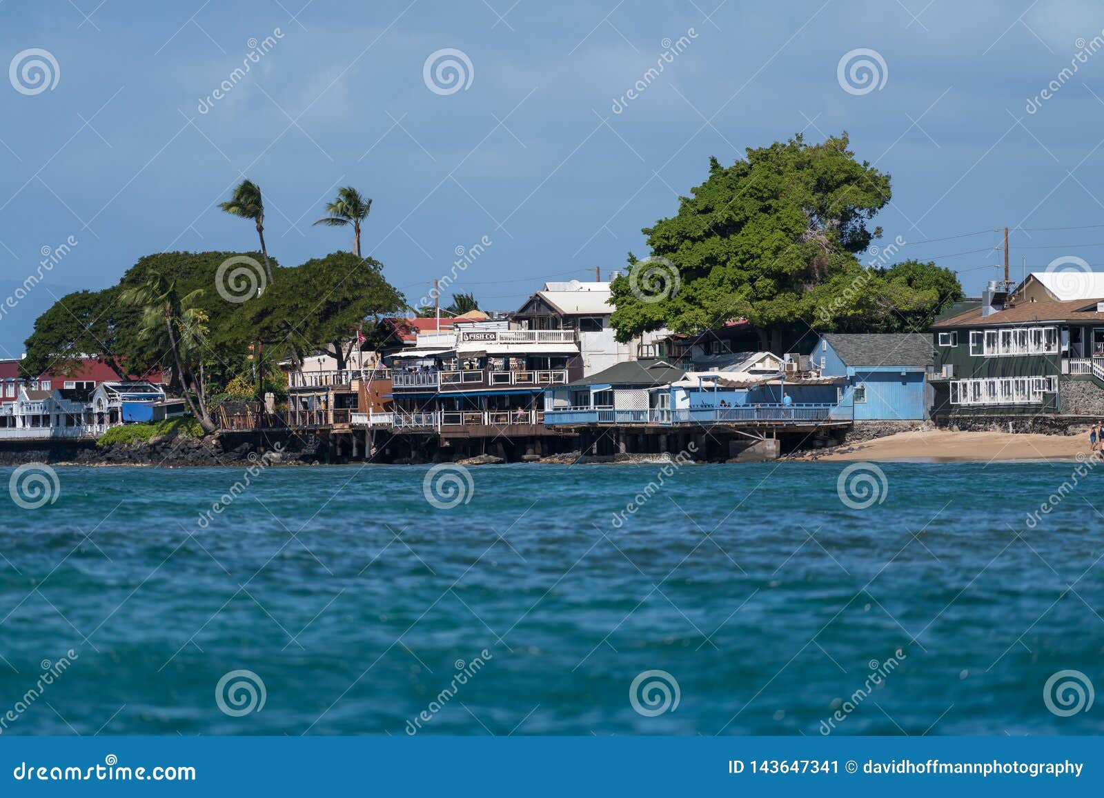 Lahaina Shoreline and Storefronts Stock Image - Image of lahaina, ocean ...