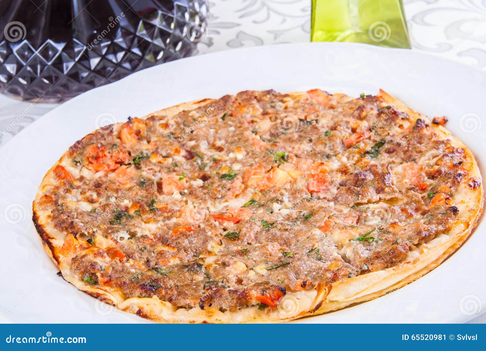 Lahmacun. Armenian Flat Bread Stuffed with Meat Stock Image - Image of ...