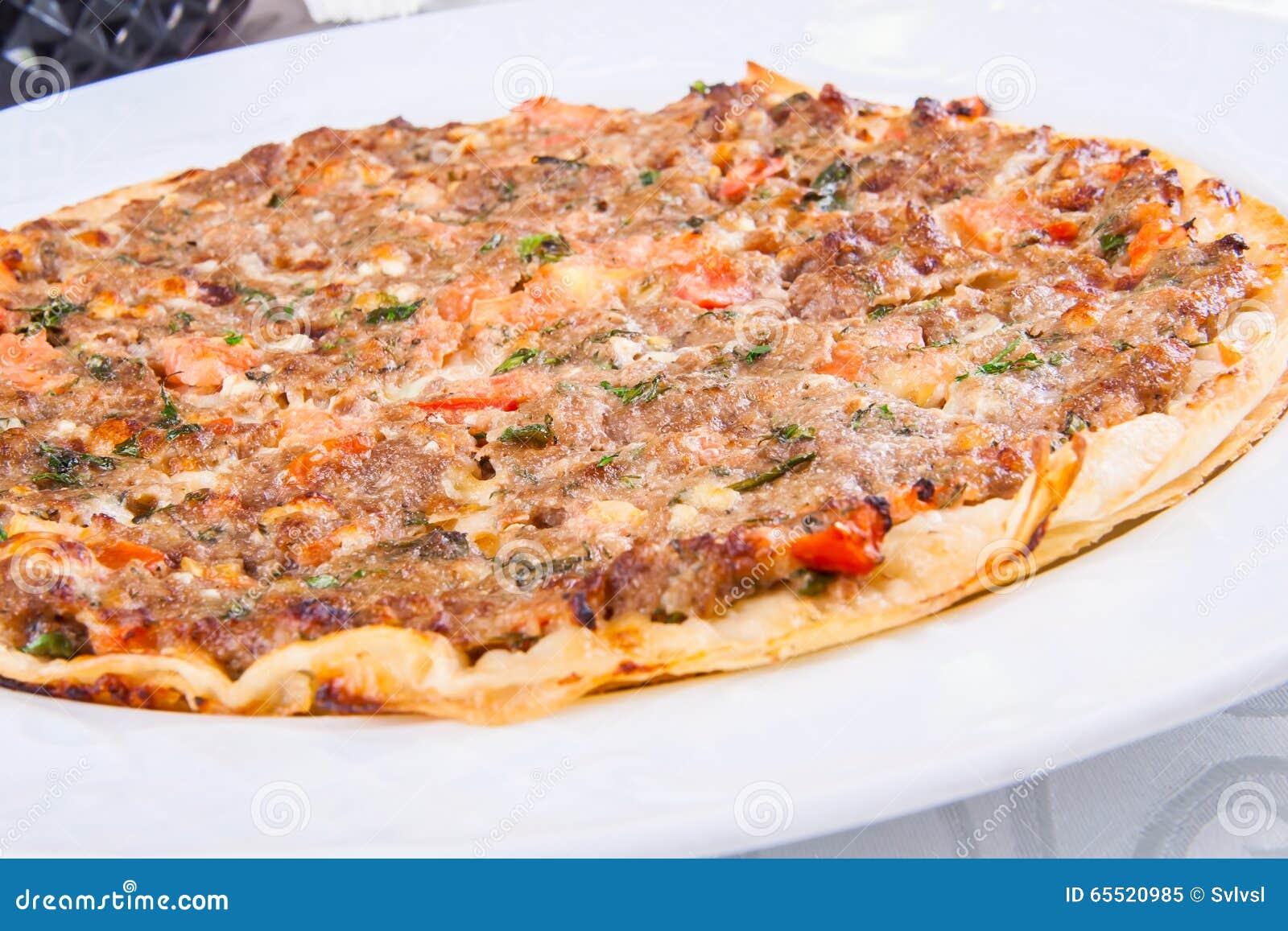 Lahmacun. Armenian Flat Bread Stuffed with Meat Stock Image - Image of ...