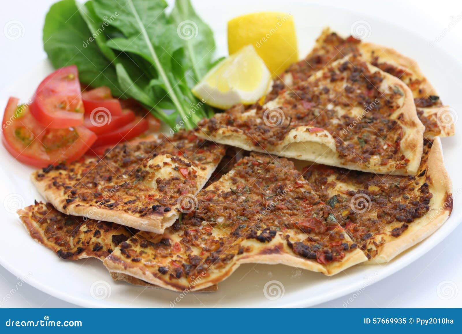 Lahmacun, Turkish Minced Meat Pizza Stock Image - Image of paprika ...