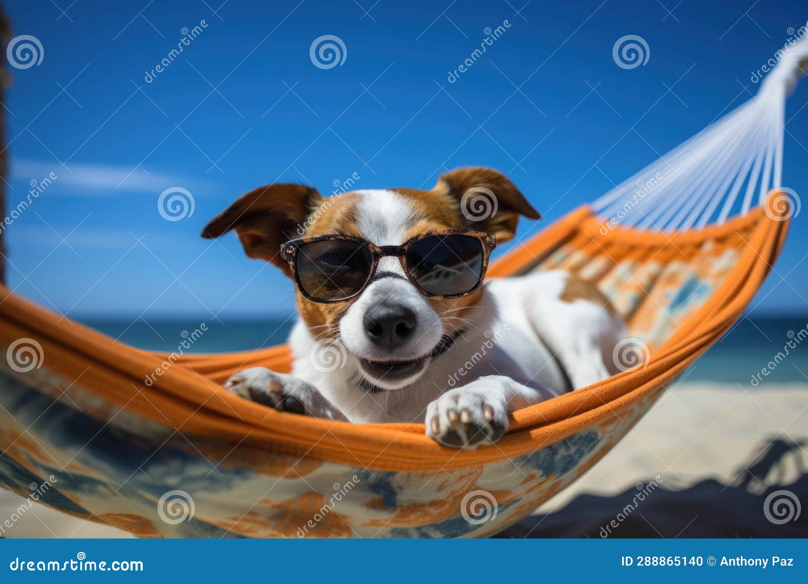 Laid-Back Jack Russell: Unwinding on Vacation on the Beach. Generative ...