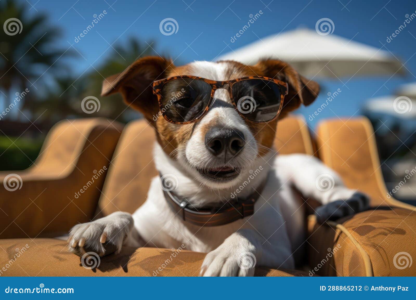 Laid-Back Jack Russell: Unwinding on Vacation on the Beach. Generative ...