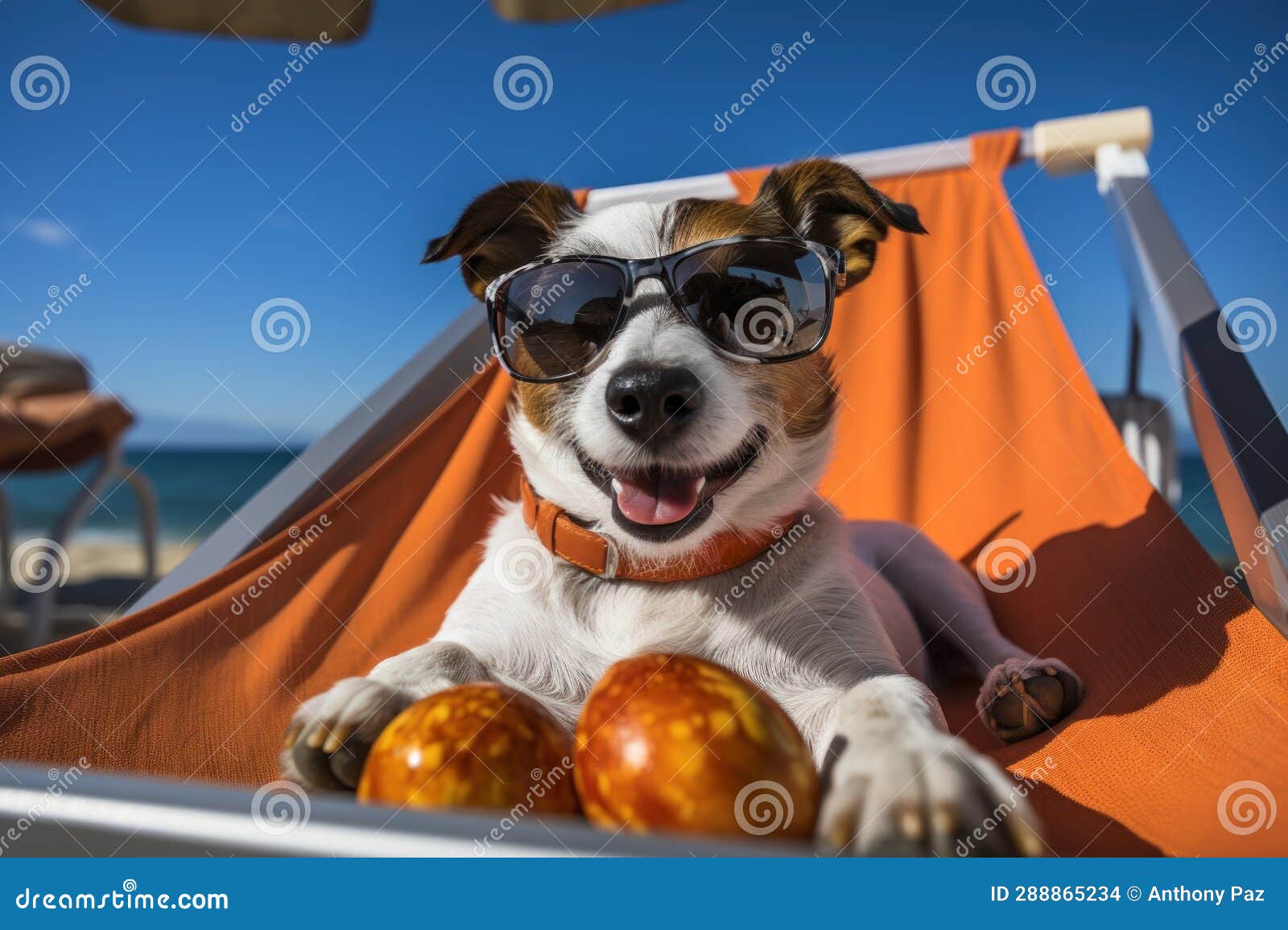 Laid-Back Jack Russell: Unwinding on Vacation on the Beach. Generative ...