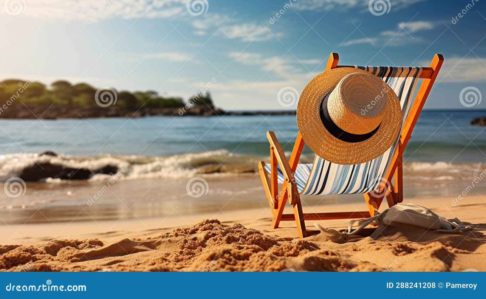 Laid-back Luxury - Beach Chair with Hat on Tropic Beach Stock ...