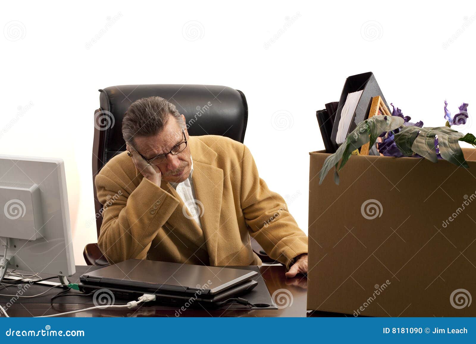 Laid-off-head in hand stock photo. Image of pension, professional - 8181090