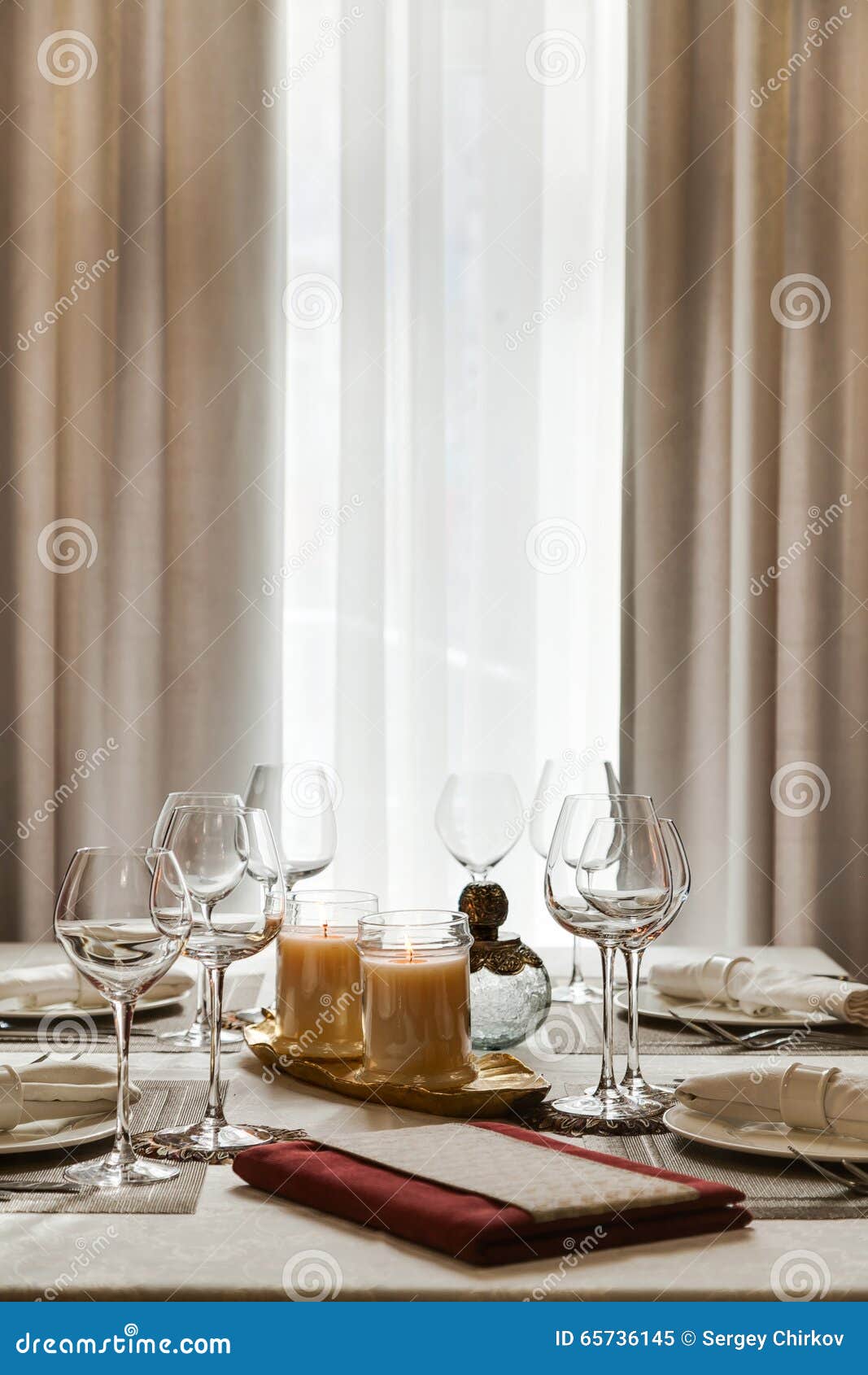 The Laid Table at Restaurant Stock Image - Image of candle, drinking ...