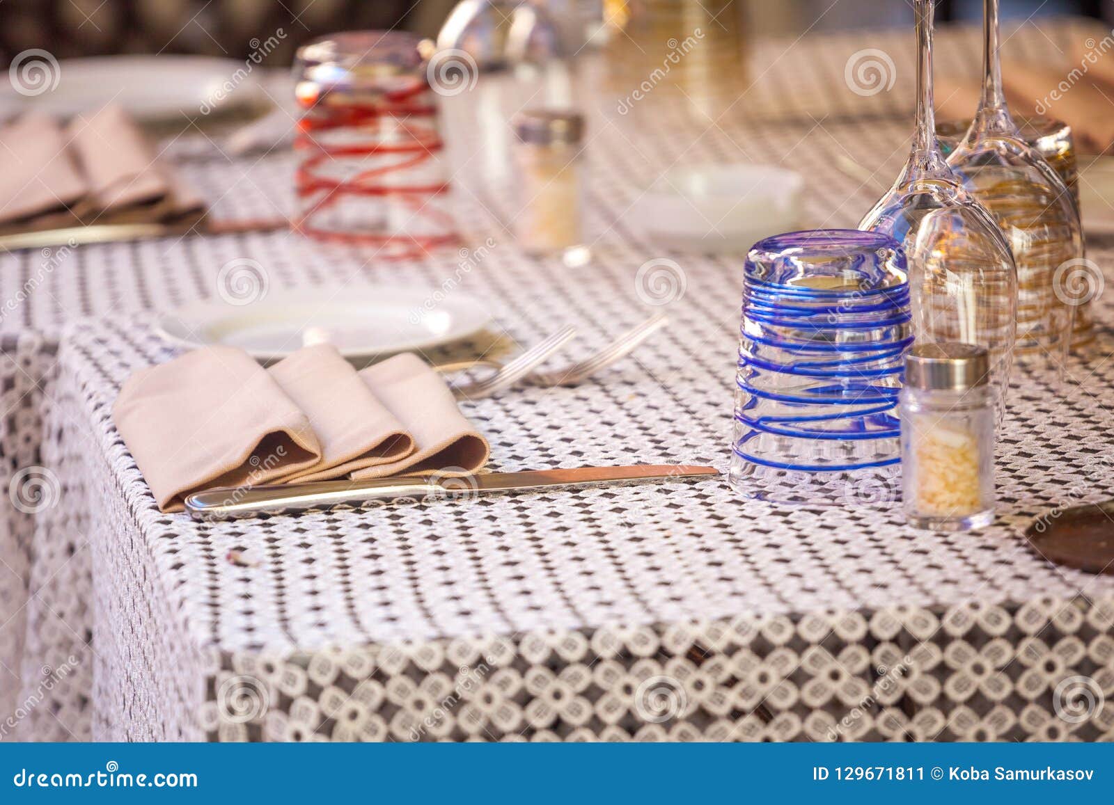Laid table. Table setting stock image. Image of industry - 129671811