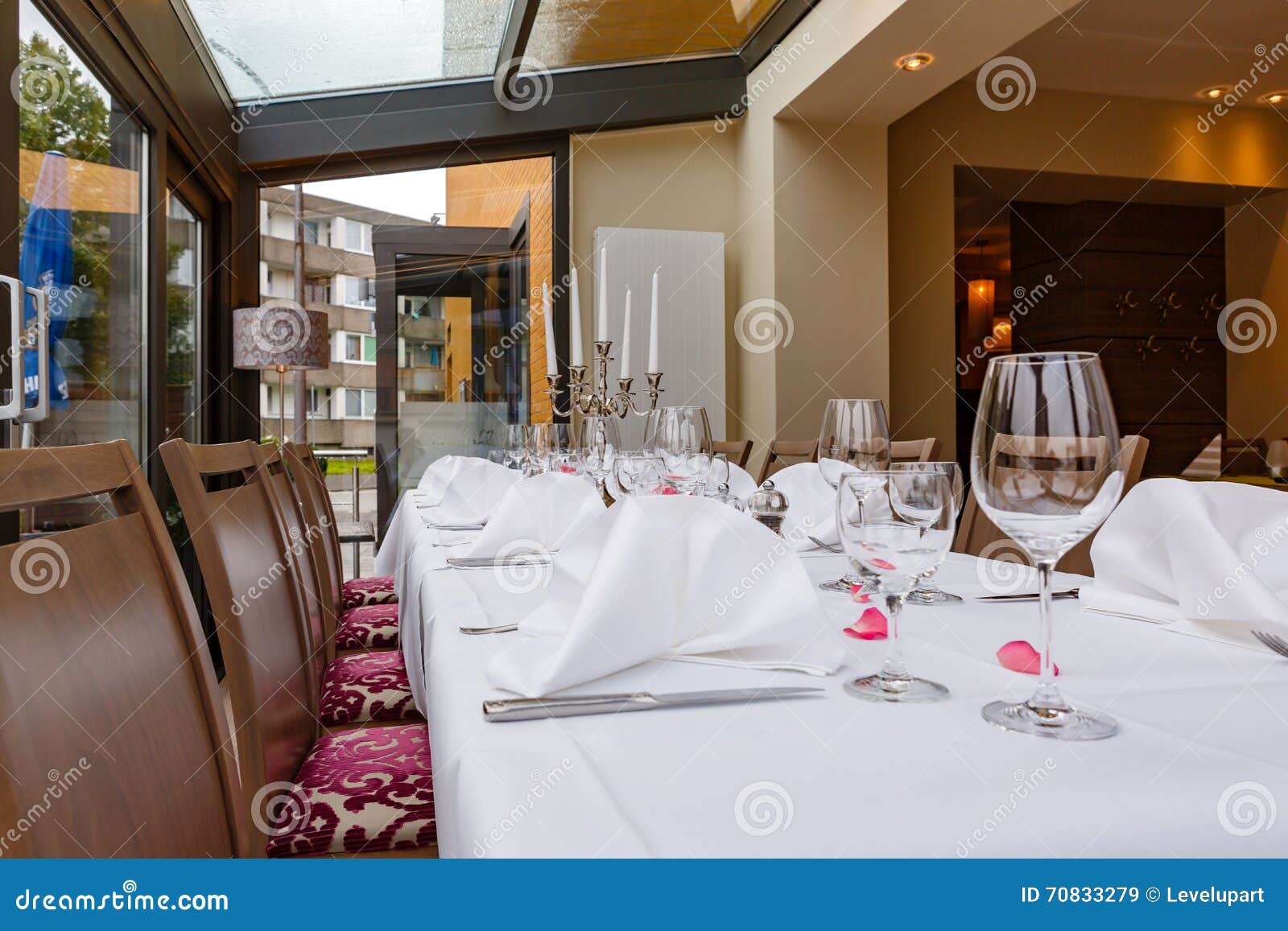 Laid Tables Reserved for Diners Stock Image - Image of party, room ...