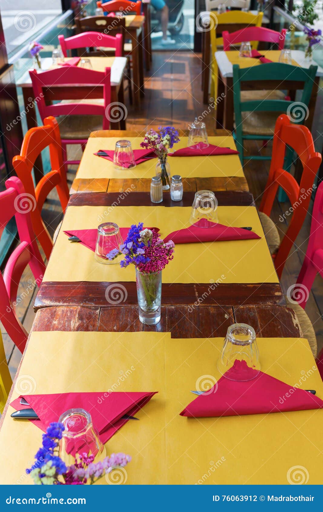 Laid Tables of a Restaurant Stock Photo - Image of laid, pavement: 76063912