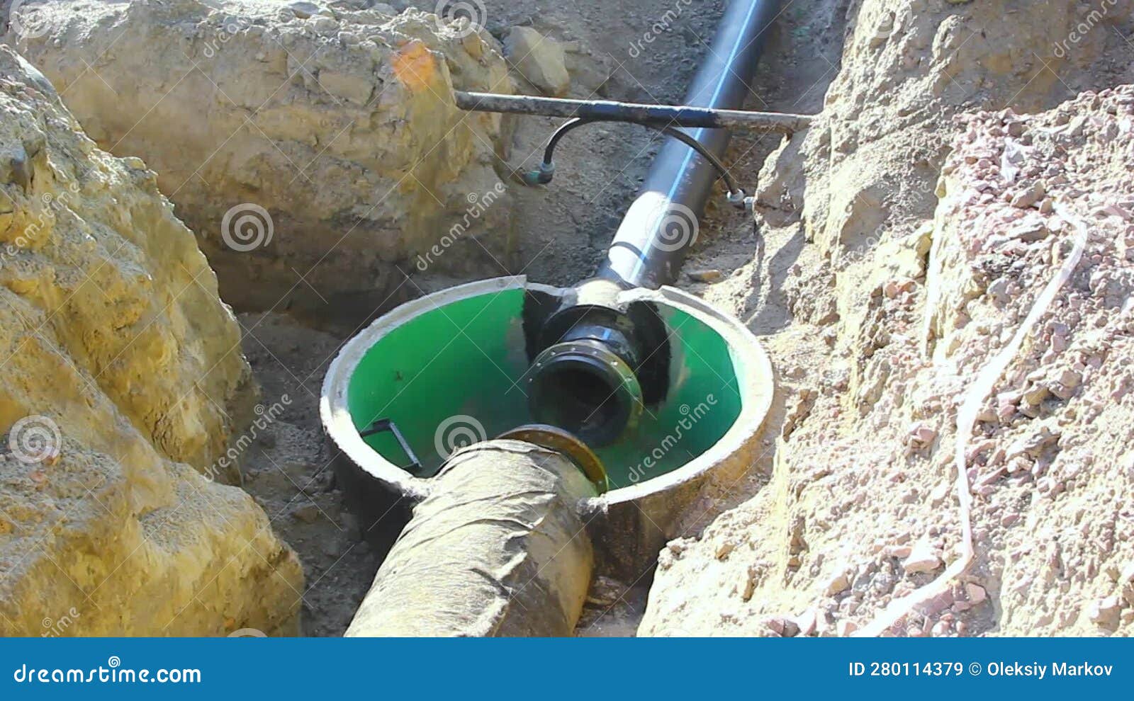 Laid Water Pipes Deep in the Ground Close-up Stock Video - Video of ...