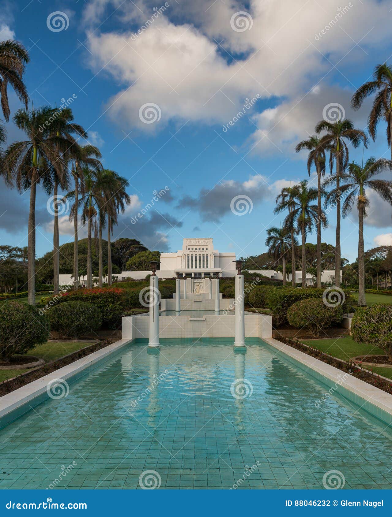 Laie Hawaii Temple stock photo. Image of palms, marble - 88046232