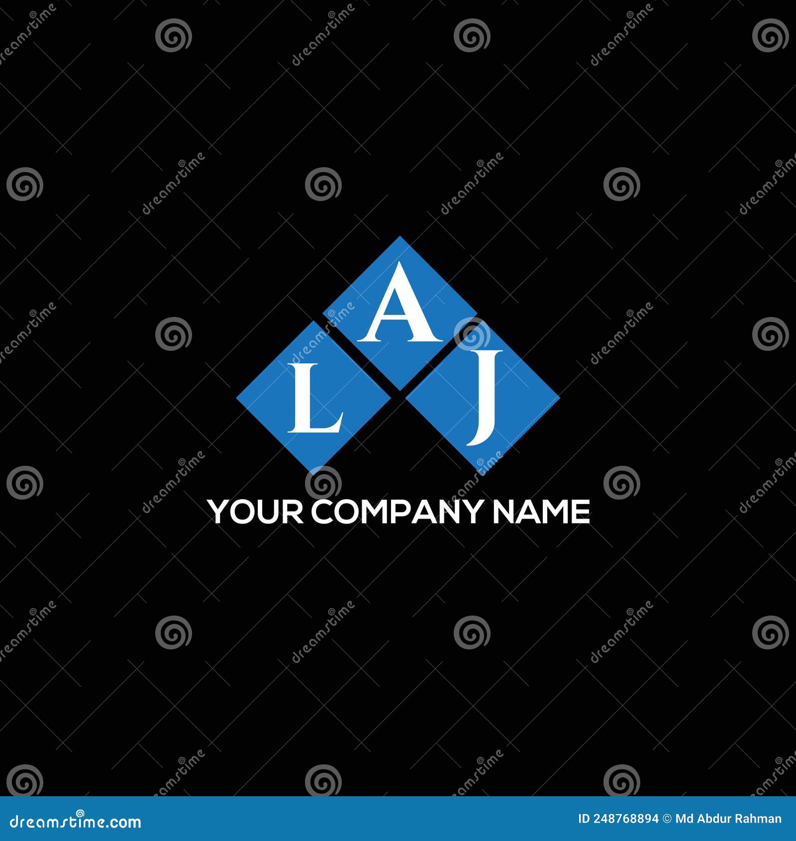 LAJ Letter Logo Design on BLACK Background. LAJ Creative Initials ...