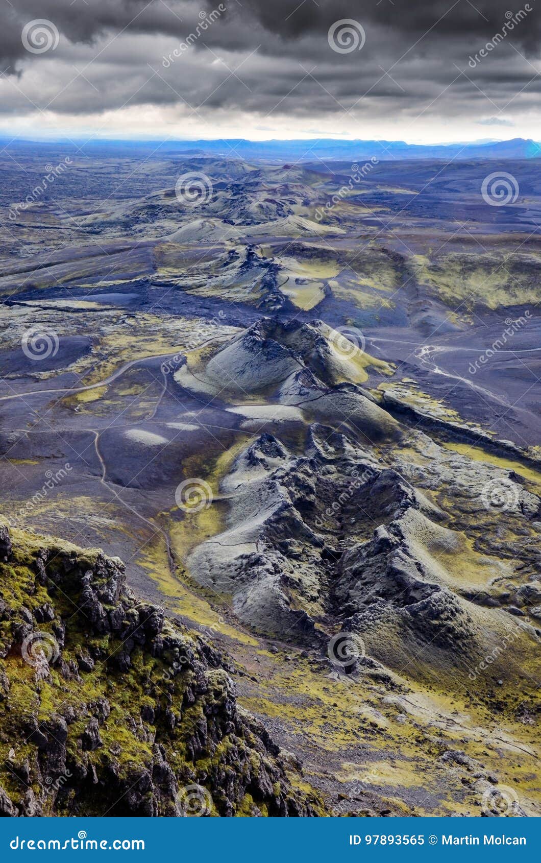 Lakagigar Volcanic Craters Chain Landscape View, Iceland Stock Image ...
