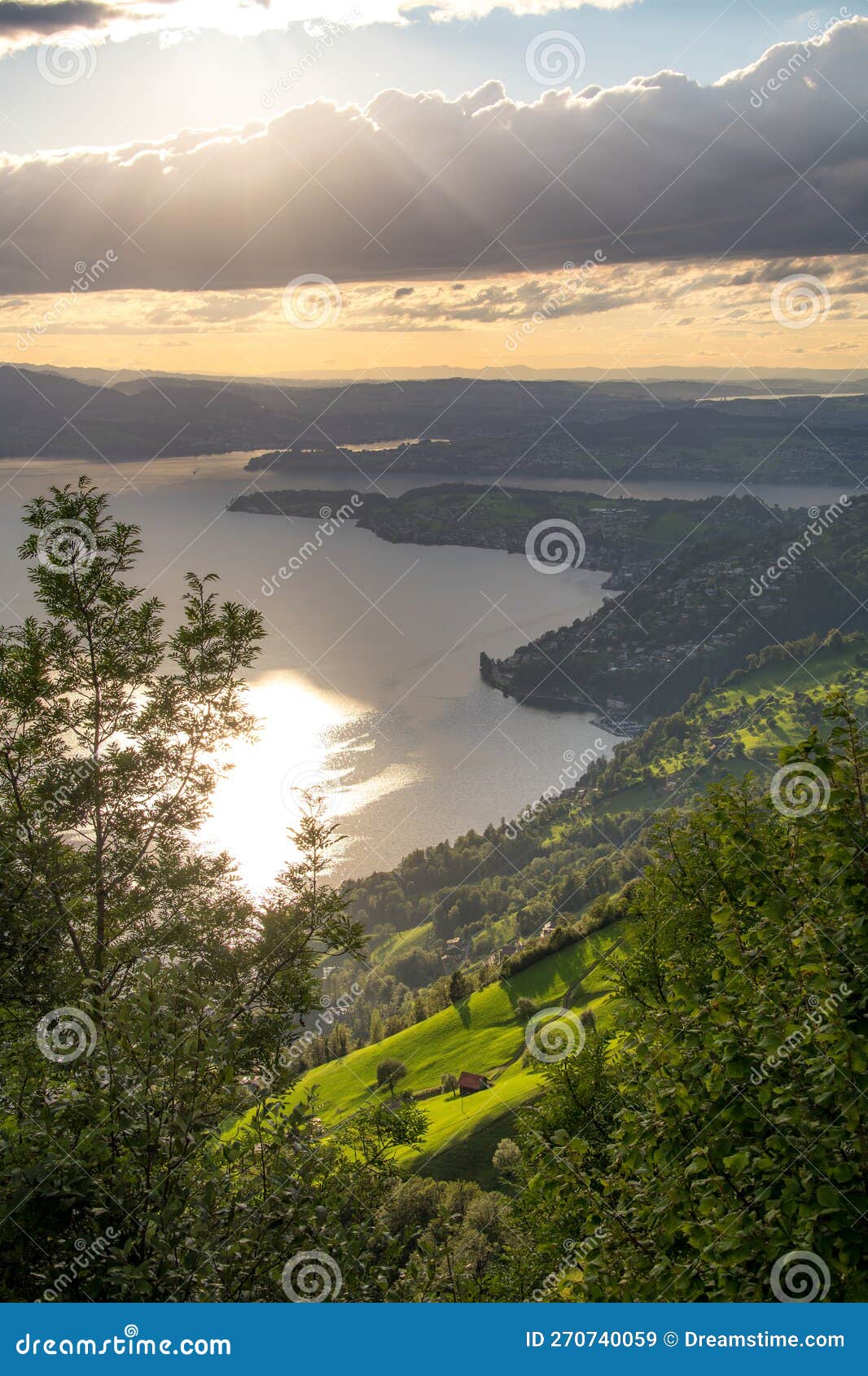 A lake from above stock image. Image of sunlight, cottage - 270740059