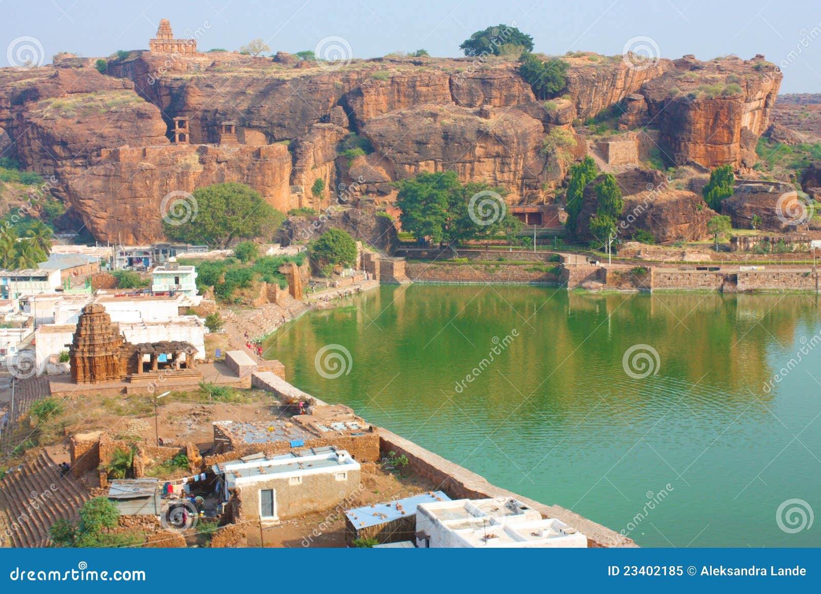 Lake Agusthya Teertha at Badami Stock Image - Image of india, sandstone ...