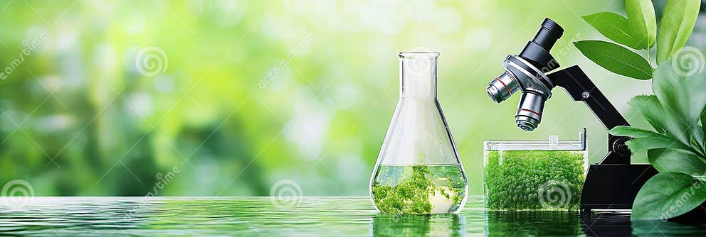 Lake Algae Water Analysis Microscope and Flask Study Environmental Science Water Quality Algae ...