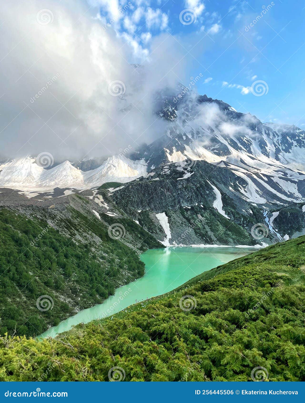 Lake stock photo. Image of mountain, gorge, cheget, alpine - 256445506