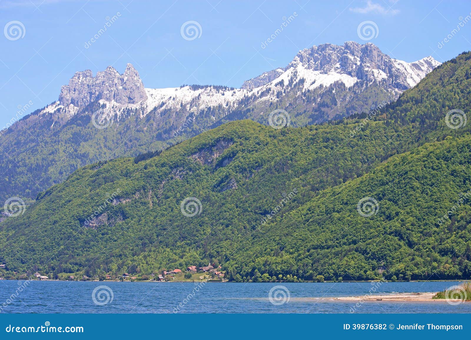 Lake Annecy stock photo. Image of lake, trees, wood, town - 39876382