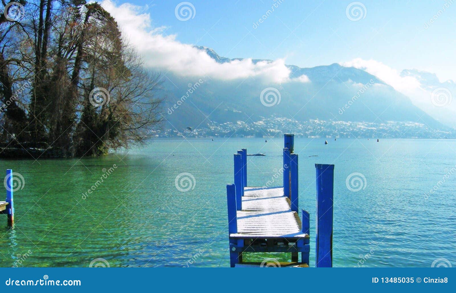 Lake of annecy in winter stock image. Image of water - 13485035
