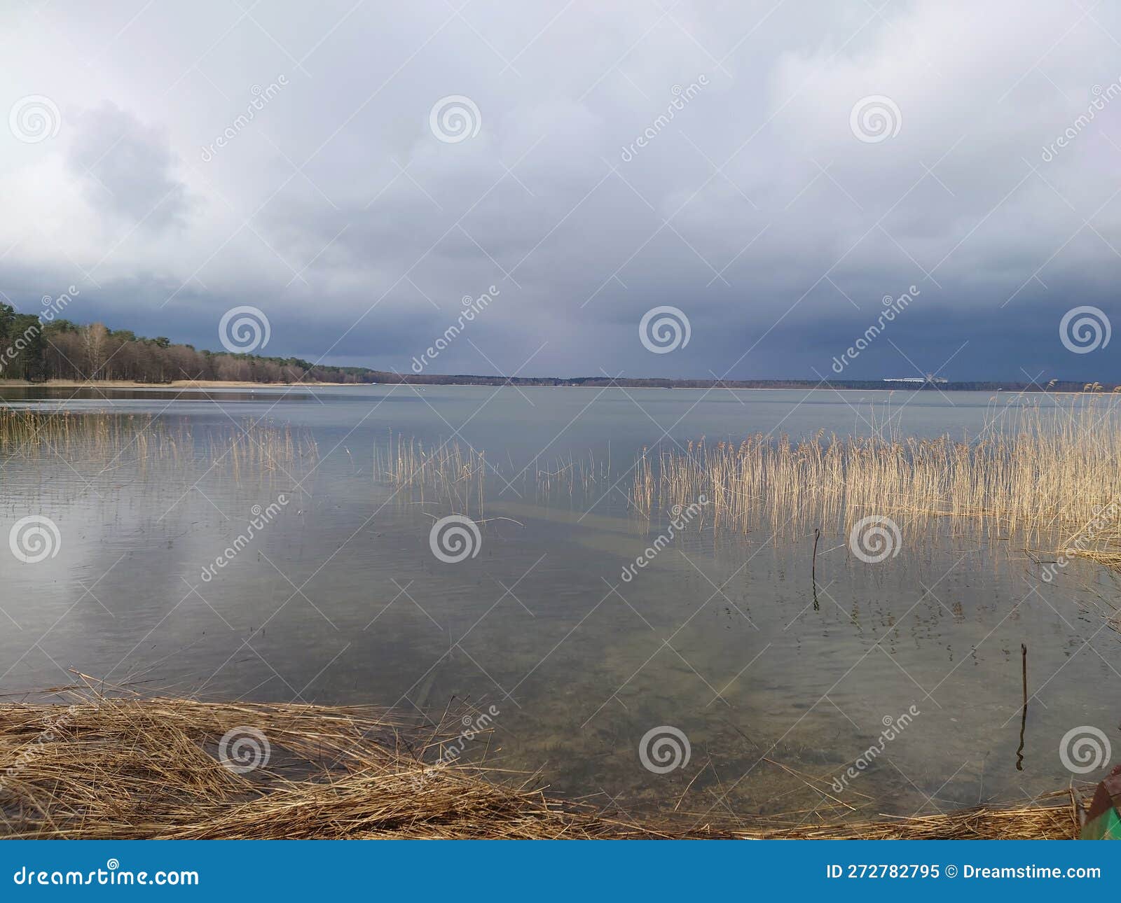 Lake, bad whether stock image. Image of river, horizon - 272782795