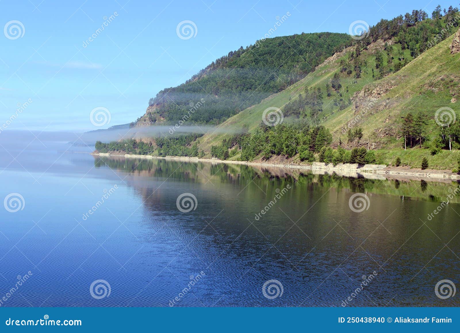 Lake Baikal in Summer. Landscape with Lake, Forest and Mountains. Stock ...