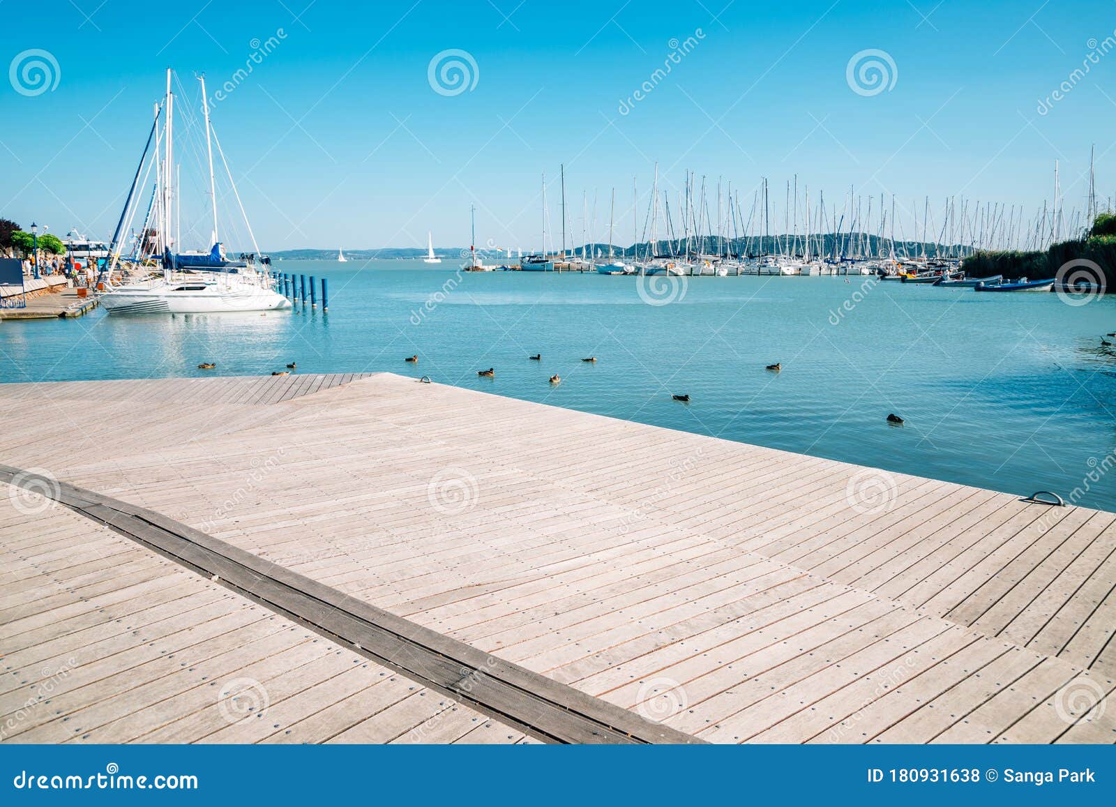 Lake Balaton and Harbor in Balatonfured, Hungary Stock Photo - Image of ...