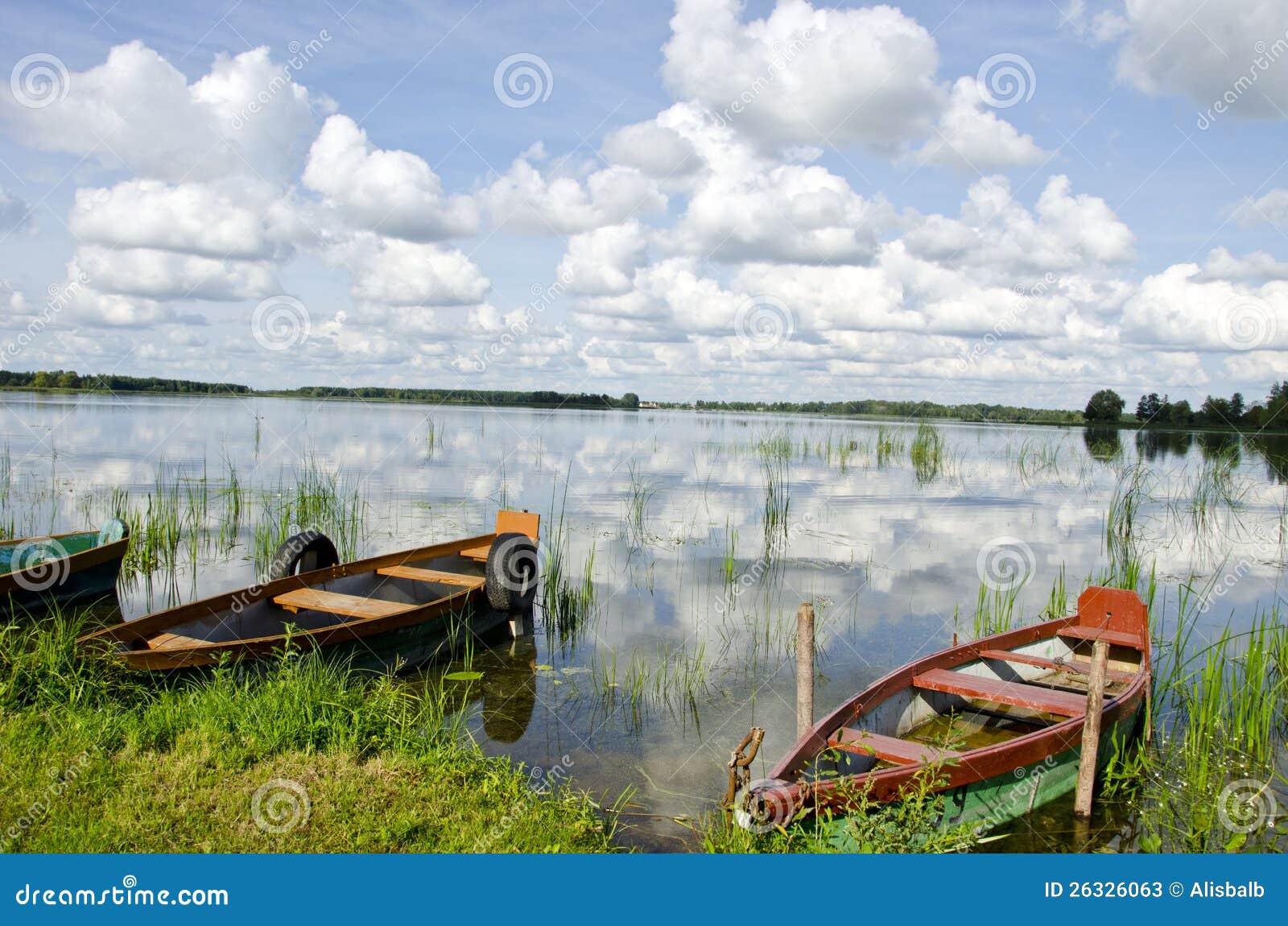 Lake Beautiful Landscape with Boats Stock Image - Image of nature ...