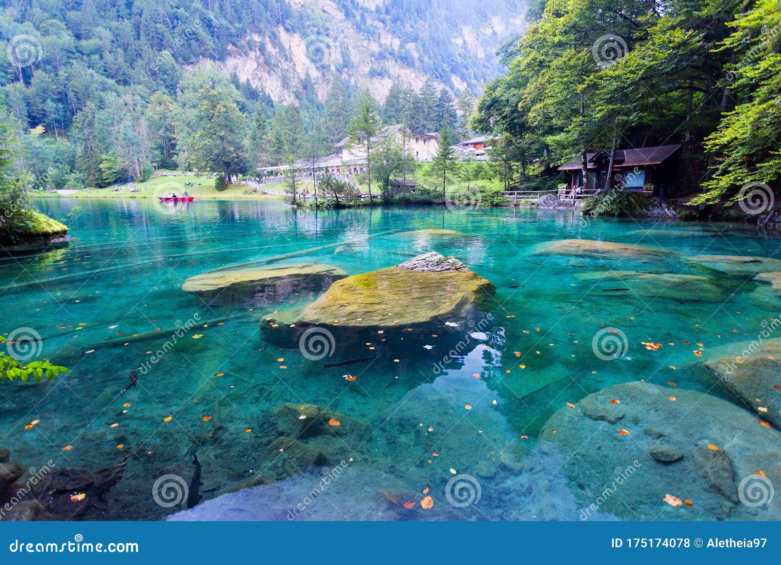 Lake Blausee at Summer, Switzerland Stock Photo - Image of mountain ...