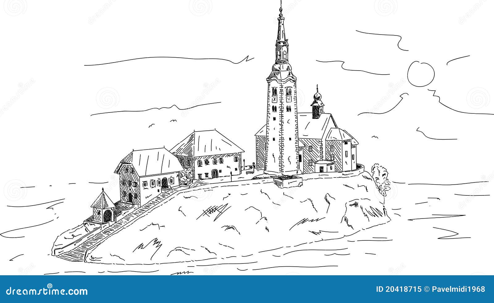 Lake Bled Vector Icon Isolated On Transparent Background, Linear ...