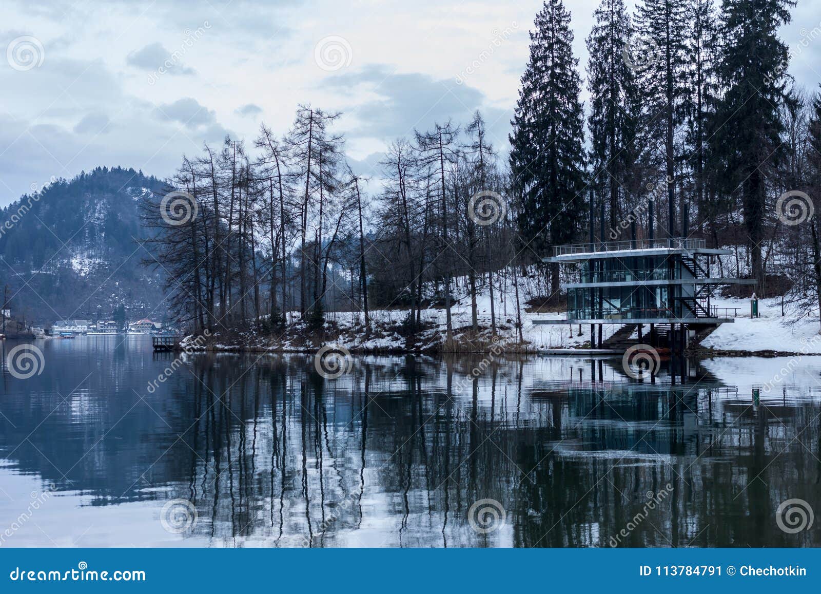 Lake Bled Cloudy Spring Day Stock Image - Image of cloudy, dark: 113784791