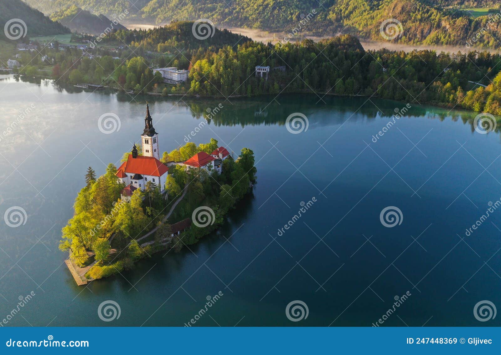 Lake Bled on a Spring Morning Stock Image - Image of idyllic, lake ...